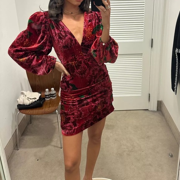FARM Rio | Dresses | New Farm Rio Shiny Flowers Velvet Mini Dress ...
